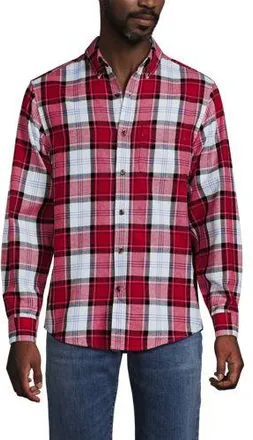 Lands End Flanellhemd Flagship, Classic Fit, Herren, Größe:48-50 regular, Rot, Baumwolle/Baumwoll-Mischung/Polyester-Mischung, by Lands End