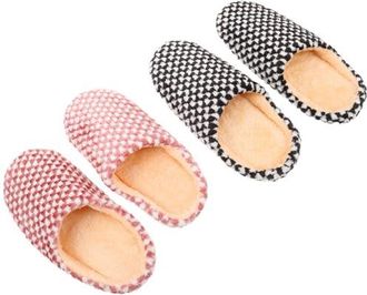 BESTONZON Lot de 2 Paires de Pantoufles dH&ocirc;tel pour Couple Antid&eacute;rapantes et Lavables Motifs Pois Rouge/Blanc 40-41 Noir/Blanc 44-45 Pantoufles dInt&eacute;rieur Confo