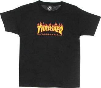 Thrasher Flame Tee Kinder T-shirt Schwarz/Gelb - - Tops - Herren - Schwarzk - XS