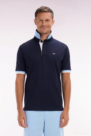Eden Park Maillot &Agrave; Manches Courtes En Jersey De Coton Marine Coupe Droite Broderies Noeud Papillon