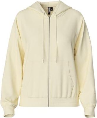 Pieces Pieces Pcchilli Ls Sweat &agrave; Capuche zipp&eacute; Noos BC pour Femme, Blanc Poivre, L, Poivre Blanc., L