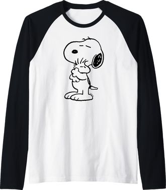 Peanuts Snoopy Loves Woodstock - Unisex-Erwachsene - Cartoon - Schwarz - S - Raglan - Shirt