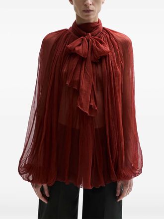 Atu Body Couture blouse pliss&eacute;e &agrave; d&eacute;tail de noeud - Rouge