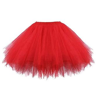 Generic Jupes en tulle multicouches pour fille - Jupe en maille - Taille haute - Style classique - Princesse - Costume de f&ecirc;te, Rouge, taille unique