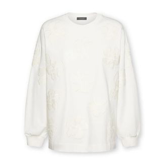 Elena Miro Cotton Crew Neck Sweatshirt - - Sweatshirts & Hoodies - Damen - Wei&szlig; - XL