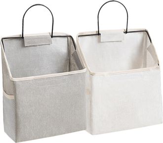 Valiclud 2 Stück Faltbare Wand aufbewahrungstaschen aus Stoff Vielseitiger Hängender Organizer mit Großem Hauptfach und Seitentaschen für Wohnzimmer Schlafzimm