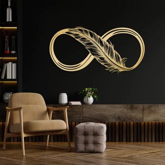 Generic Metall-Wandkunst Feder Unendlichkeit Dekor, Federdekor, Silhouette H&auml;ngedekorationen f&uuml;r Zuhause K&uuml;che Schlafzimmer (Gold, 53x27|135x68 cm)