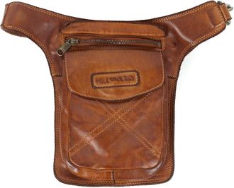 Hill Burry Unisex Brusttasche aus Leder Crossbody Bag Biker Tasche Ledertasche HB3113 (Cognac aus Waschleder)