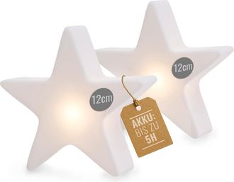 8 Seasons design LED Sterne Mini-Leuchten Set Shining Star Micro S Duo - Dekolampen 12 cm - kabellos mit Akku, USB-C aufladbar - Tischdeko, leuchtende Winterdek