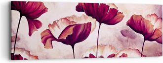 Arttor Panorama Bilder auf Leinwand Mohn Blume Wiese Leinwandbild mit Rahmen 90x30cm Wandbilder Dekoration Wohnzimmer Schlafzimmer K&uuml;che Klein Wanddeko Bild 