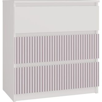 Topeshop Cdf Kommode Malwa M3 Farbe: Wei&szlig;/Rosa Schrank f&uuml;r Dokumente, Kleinigkeiten Ideal f&uuml;r Wohnzimmer, Schlafzimmer, Kinderzimmer, Jugendzimmer 3 ger&auml;umige