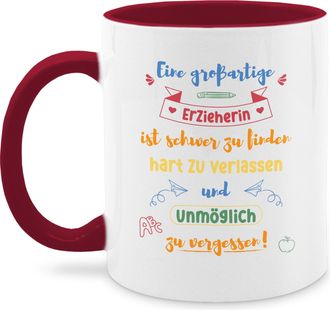 Shirtracer Tasse Tassen 325ml - Eine gro&szlig;artige Erzieherin ist schwer zu finden | Geschenk Erzieherin Abschied Erzieherin Kindergarten | Abschiedsgeschenk Erzieh
