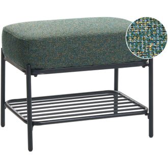 Beliani Banc &agrave; Chaussures en Tissu Assise Rembourr&eacute;e Pieds en M&eacute;tal avec &Eacute;tag&egrave;re Meuble Couloir Entr&eacute;e Multicolore Truckee