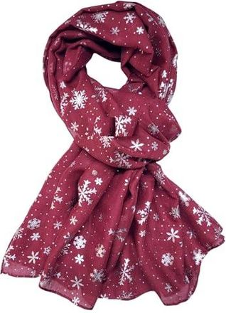 GFM Foulard imprimé flocons de neige de Noël (SNFLK-N), SNFLK-03-GHLL-Rouge foncé, L