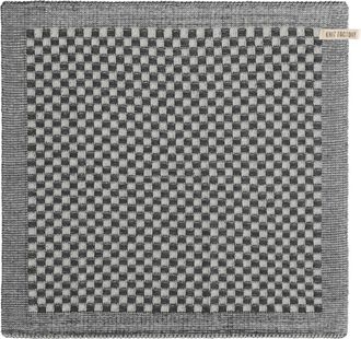 Knit Factory Küchentuch Cubes - Küchenhandtücher - Abtrockentücher für die Küche - Küchen Must Haves - Block Motiv - Ecru/Anthrazit - Dunkelgrau - Traditioneller L