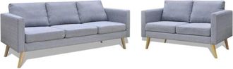 vidaXL Vidaxl - Sofagarnitur 2-Sitzer & 3-Sitzer Stoff Hellgrau