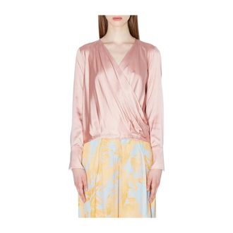 Kaos 4018 Camicia M/l Incrociata In Satin - - Blouses & Shirts - Damen - Rosa - XS