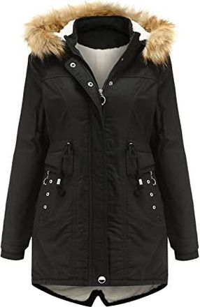 Generic Sweat-shirt &agrave; col rond pour femme, veste matelass&eacute;e &agrave; fermeture &eacute;clair de couleur pure, manteau mi-long classique avec poches, manteau tendance polyva