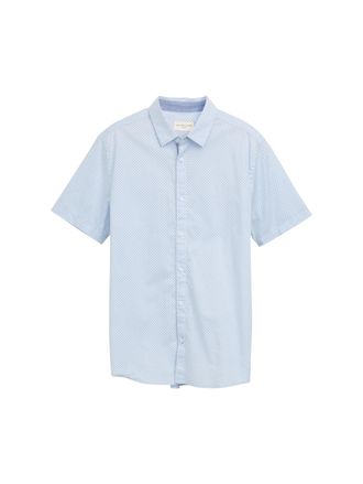Tom Tailor Fitted Kurzarmhemd mit Muster, Blue small Bars Design, XS