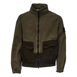 Stone Island Wasserabweisende Nylon-Bomberjacke - - Jackets - Herren - Gr&uuml;n - XL