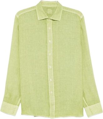 120% Lino Homme, Chemises, Vert, Taille: L Linen Shirt