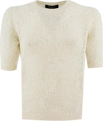 Fabiana Filippi Femme, Pulls, Blanc, Taille: 42 FR T-shirt en maille ajour&eacute;e