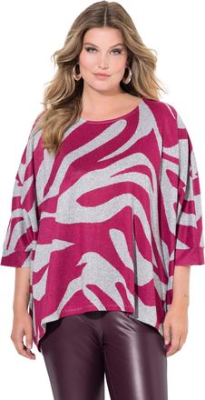 Miamoda Damen gro&szlig;e Gr&ouml;&szlig;en &Uuml;bergr&ouml;&szlig;en Plus Size Pullover, Oversized, Zebramuster, 3/4-&Auml;rmel hibiskuspink 58+ 836919510-58+