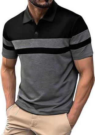 Generic Polo d&eacute;t&eacute; pour homme - Haut &agrave; manches courtes - Col &agrave; revers tendance - Grande taille - Doux &agrave; porter - Respirant - Durable - Costume de sport pour un