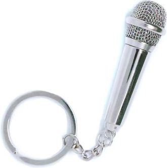 Roar Porte-cl&eacute;s microphone - Porte-cl&eacute;s r&eacute;tro en m&eacute;tal avec petit compartiment secret, argent&eacute;, taille unique