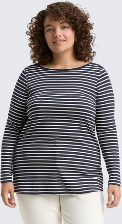 Tom Tailor Langarmshirt T-Shirt Plus Size - Langarmshirt mit Streifenmuster
