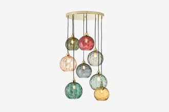 MADE.COM Ilaria extragrosse Cluster-Pendelleuchte, Gruen, Rot und Messing