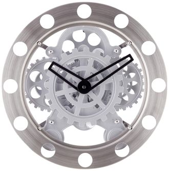 Kikkerland Gear Wanduhr, Nickel/Weiß