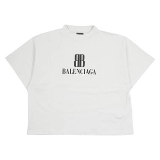 Balenciaga Cropped Logo T-Shirt - - Tops - Damen - Wei&szlig; - L