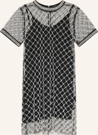 Maje Mesh-Kleid Mit Schmucksteinen Und Schmuckperlen schwarz