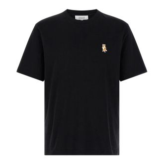 Maison Kitsuné Homme, Tops, Noir, Taille: M Standing Fox Comfort Tee-Shirt