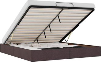 vidaXL Cadre de lit ottoman sans matelas marron fonc&eacute; 160x200 cm tissu Vidaxl