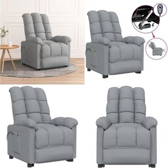 vidaXL Massagesessel Elektrisch Hellgrau Stoff - Elektrischer Massagesessel - Relaxsessel - Bezienswaardig - Komfortabel - Ergonomisch - Home & Living