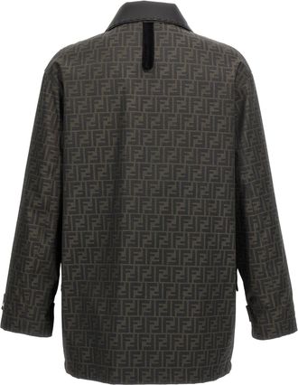 Fendi Logo-Jacquard Waxed Jacket - Brown
