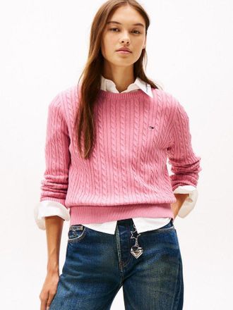 Tommy Jeans Strickpullover TJW CABLE ESSENTIAL SWEATER mit Zopfmuster