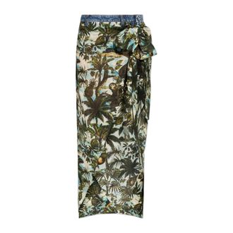 Dsquared2 Femme, Jupes, Multicolore, Taille: 34 FR Monkey Business Long Denim Skirt