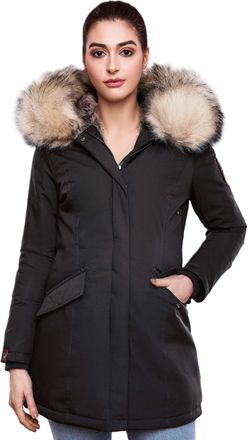 Navahoo Damen Winter Jacke Parka Mantel Winterjacke warm Kunstfell Premium B669 [B669-Christa-Schwarz-Gr.XS]
