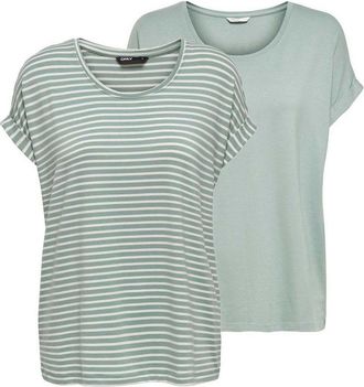 Only T-Shirt Damen Top MOSTER Regular Fit (2-tlg) Basic Kurzarm Tee Shirt mit Rundhalsausschnitt