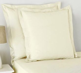 Pizuna Coton Set de 2 Taies doreiller 65x65 cm Nouveau Ivoire, 100% Coton Longue dur&eacute;e en Percale Taies doreiller en Coton 65x65 avec Rabat de 20cm (Taies do