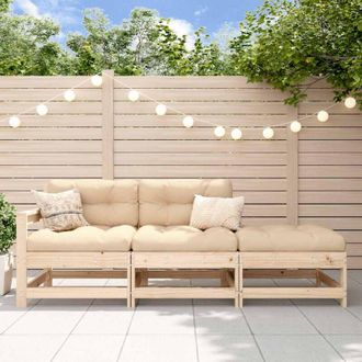 vidaXL Vidaxl - Salon de jardin 3 pcs avec coussins bois massif