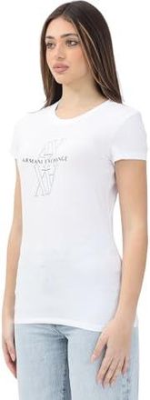 A|X Armani Exchange Crewneck Slim Fit Rhinestone Monogram Logo Tee T-Shirt, Blanc Optique, M Femmes