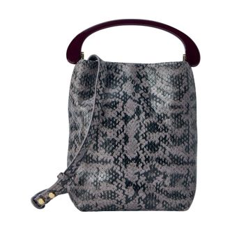Dries Van Noten Sac &agrave; main &agrave; poign&eacute;e sup&eacute;rieure en cuir emboss&eacute; serpent - Femme - Sacs - Violet - Taille: ONE Size