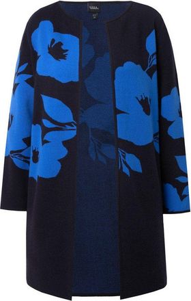 Ulla Popken Strickjacke Strickjacke Bl&uuml;ten Doucleface Rundhals Langarm