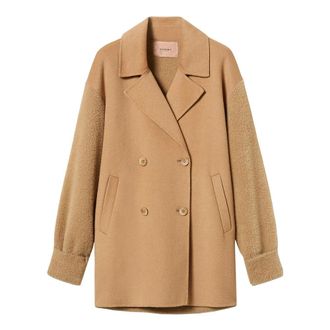 Twinset Doppelreihiger Woll-Caban - - Coats - Damen - Beige - XS