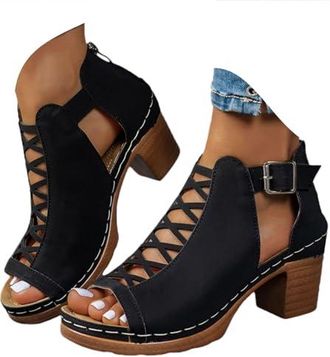 Generic Sandales orthop&eacute;diques &agrave; talons hauts, &agrave; bout ouvert, style boh&egrave;me, chaussures dext&eacute;rieur pour femme avec soutien de la vo&ucirc;te plantaire, chaussures d&eacute;