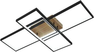 Fabrilamp Plafonnier LED 134 W 14 740 lm 3 000-6 500 K 79 cm Noir/Bois Dimmable S&eacute;rie Madaleta